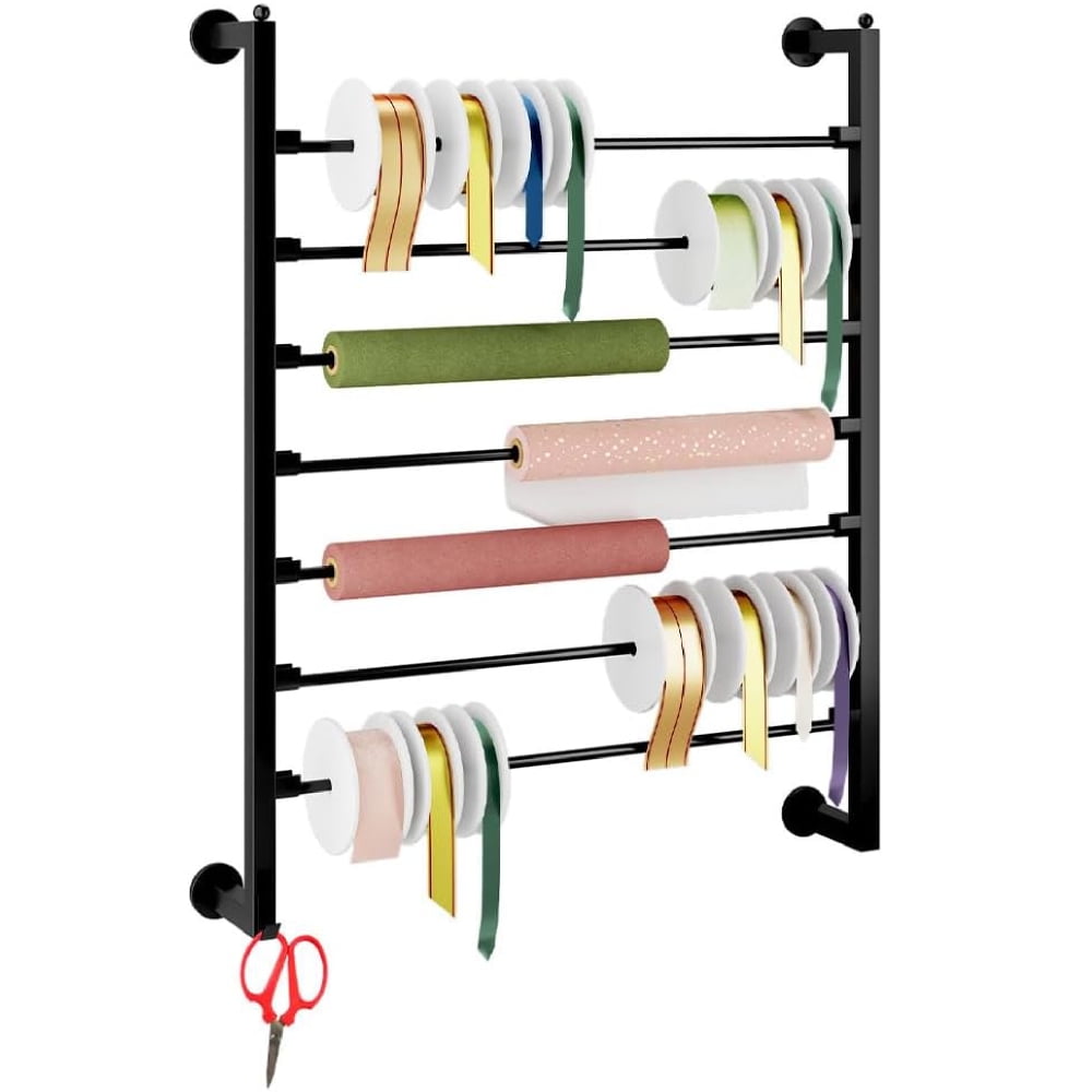 Yeeoy Ribbon Storage Organizer, Wall Mounted Ribbon Holder Rack ...