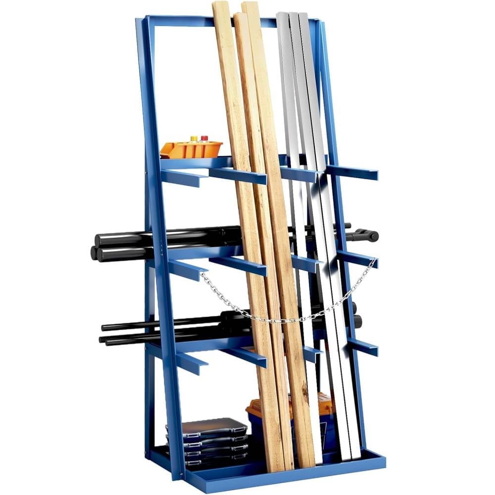 Yeeoy Steel Vertical Bar Rack with 3 Bays, Standing Pipe Lumber Long ...