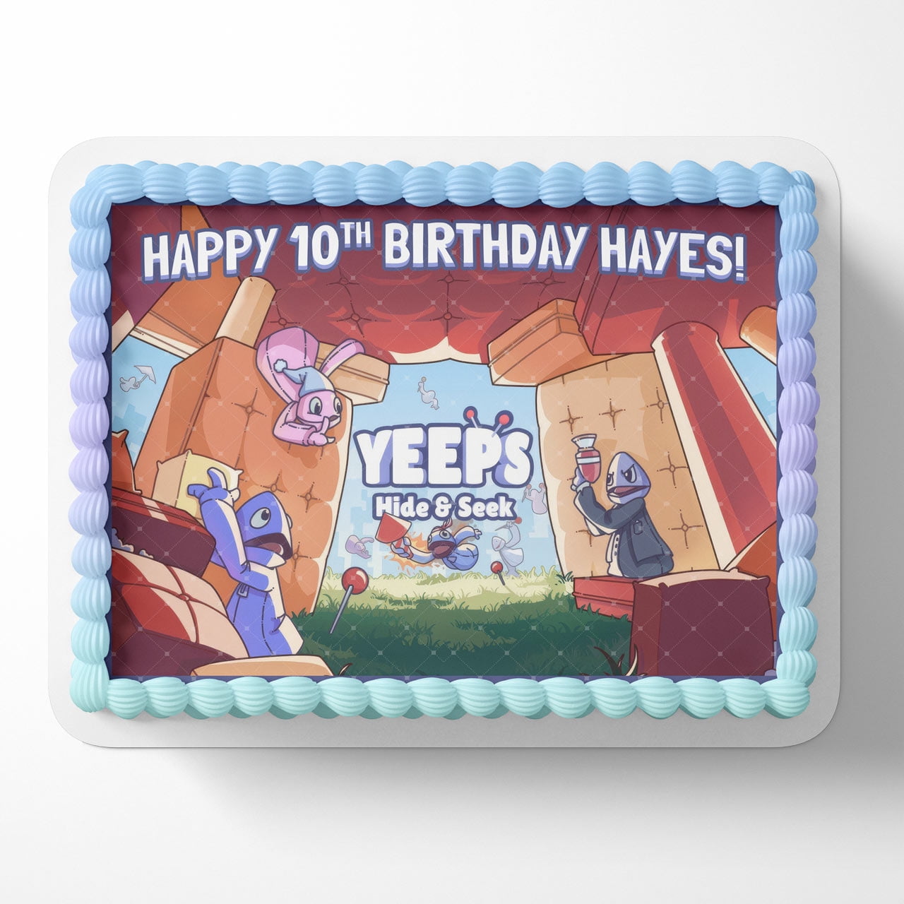 Yeeps Hide And Seek Kids Edible Icing Cake Wrap Cake Image Icing Sugar ...