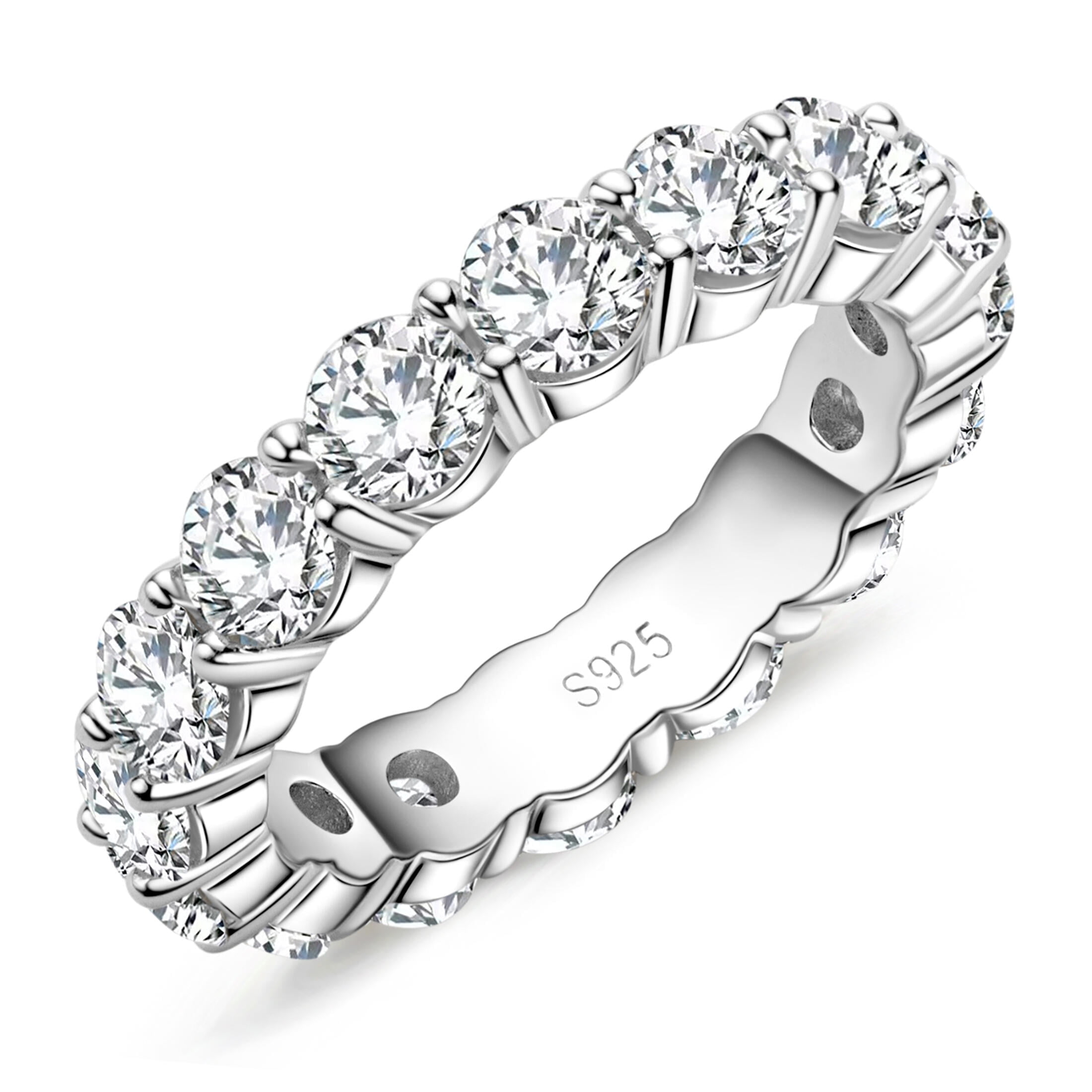 Yeesoth Cubic Zirconia Eternity Rings for Women 14K White Gold Plated ...