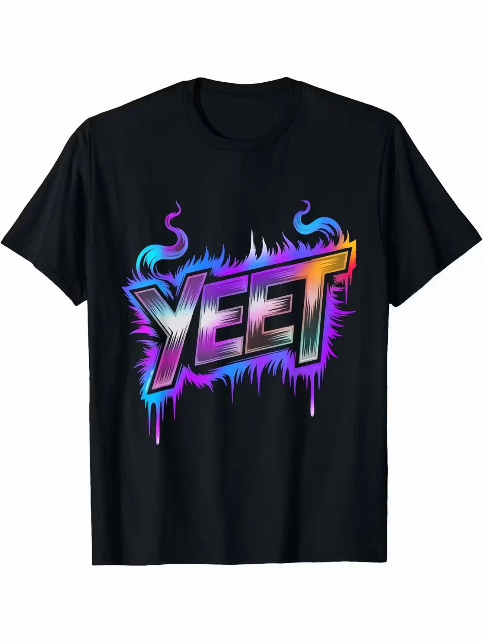 Yeet Funny Slang Teens Neon Graffiti Black Graphic T-Shirt, for Men ...