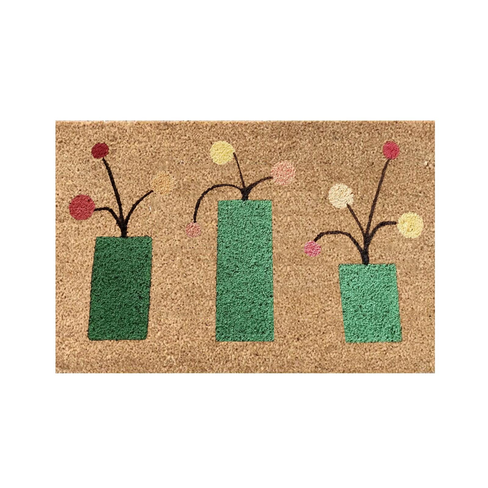 Yeetfub Flower Pot Coir Indoor Outdoor Doormat, 16" x 24", Waterproof ...