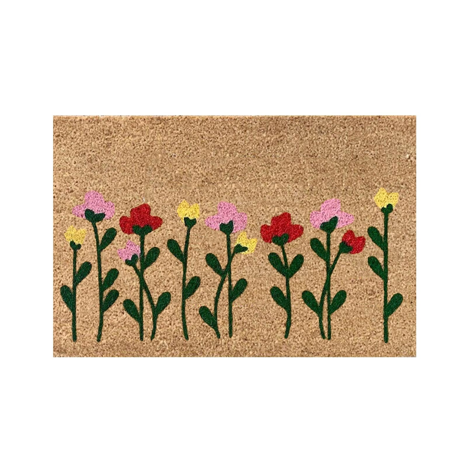 Yeetfub Floral Coir Indoor Doormat, 16" x 24", Non-Slip - Walmart.com