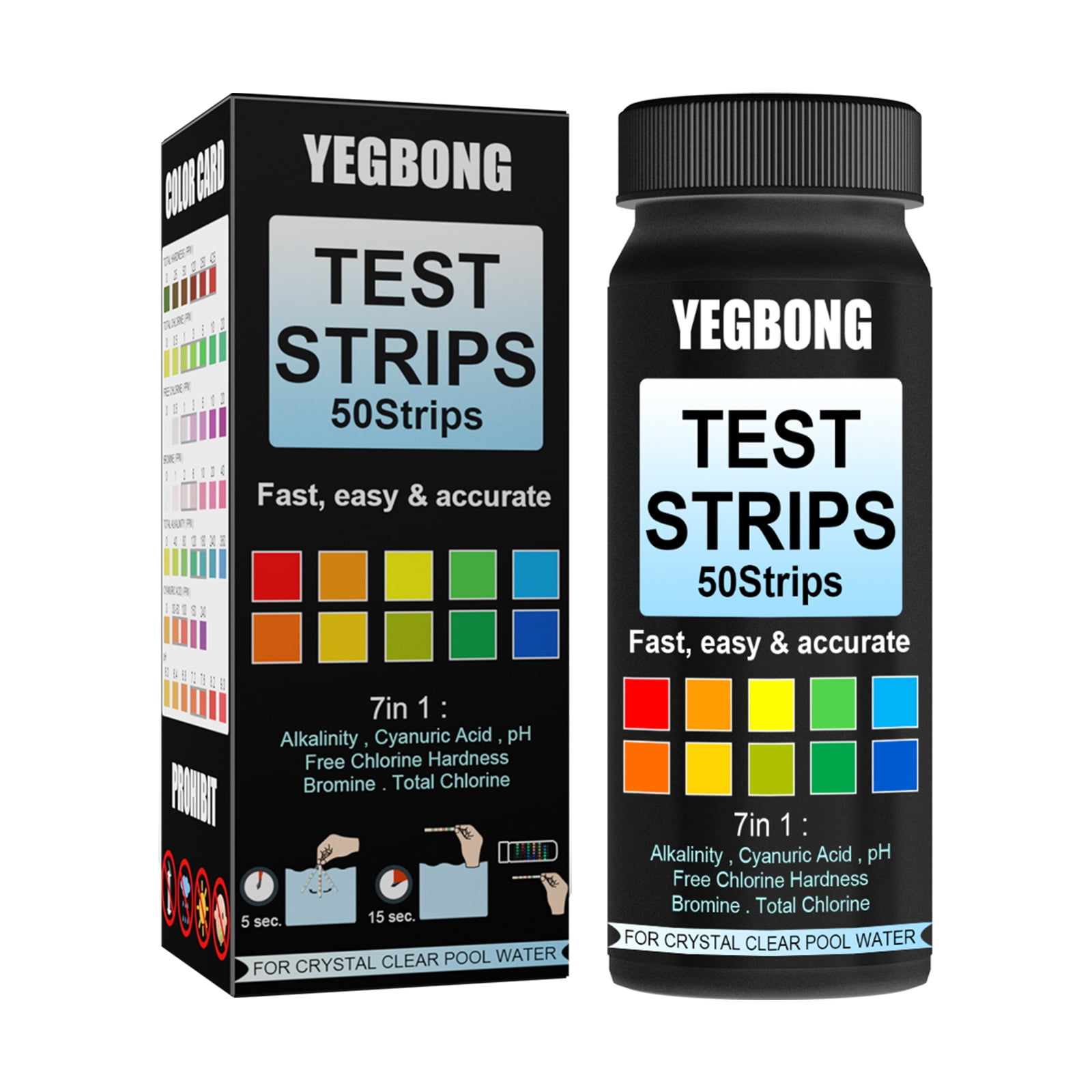 Yegbong swimming pool water quality test paper, portable tap water pH ...
