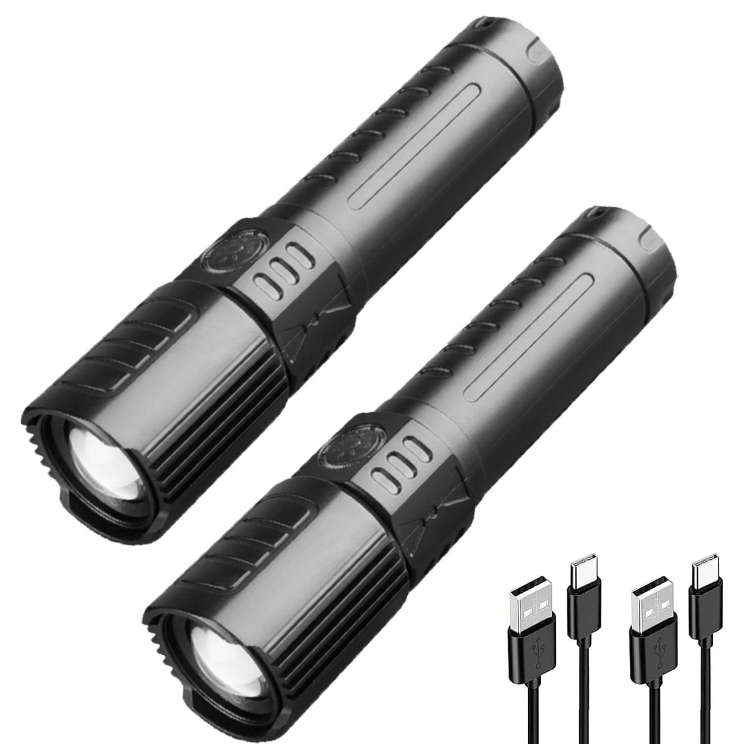 Yegsfteu LED Telescopic Focusing Flashlight with Power Display Type C ...