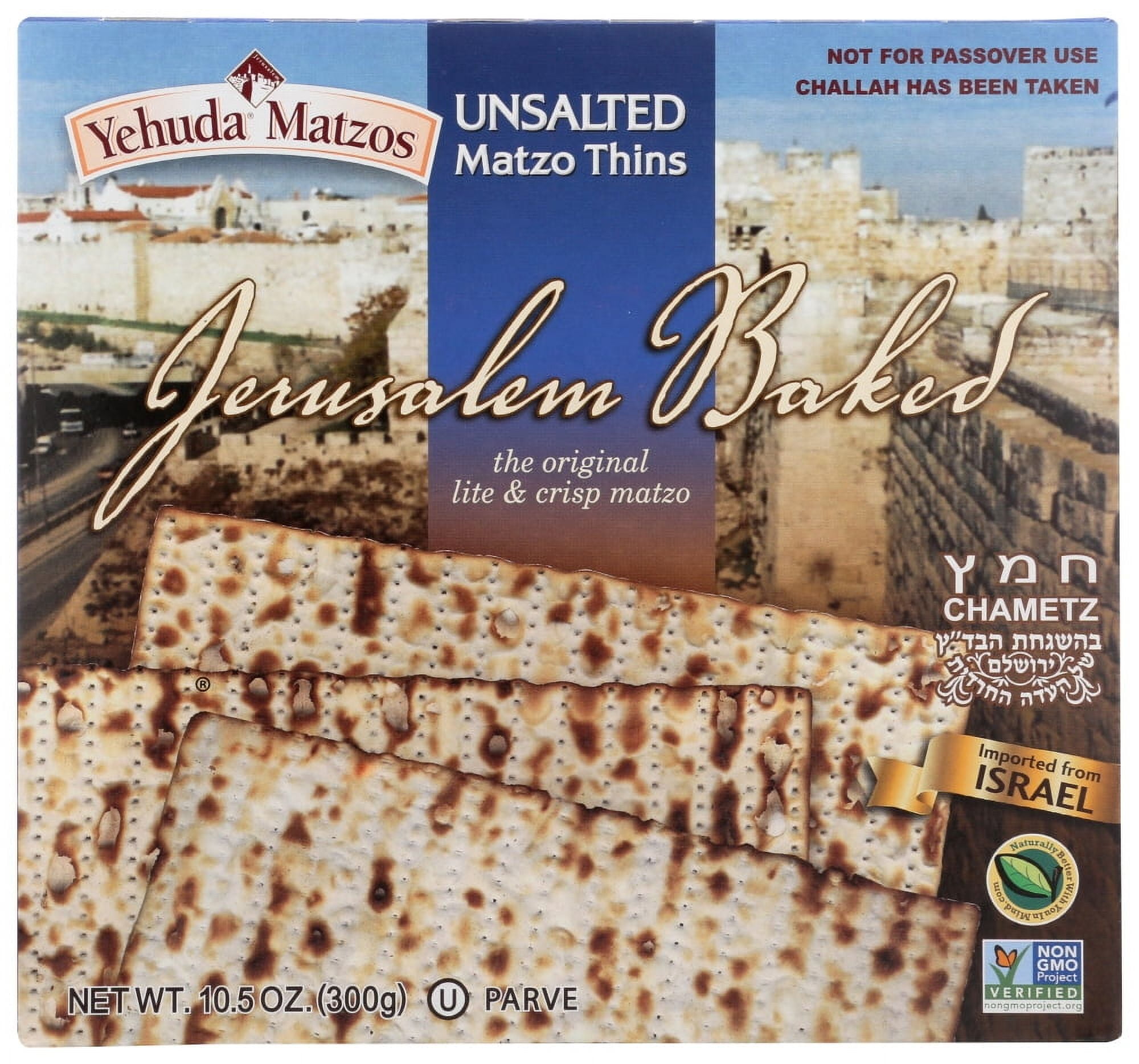 Yehuda Jerusalem Baked Unsalted Matzo Thins, 10.5 Oz - All-Natural ...