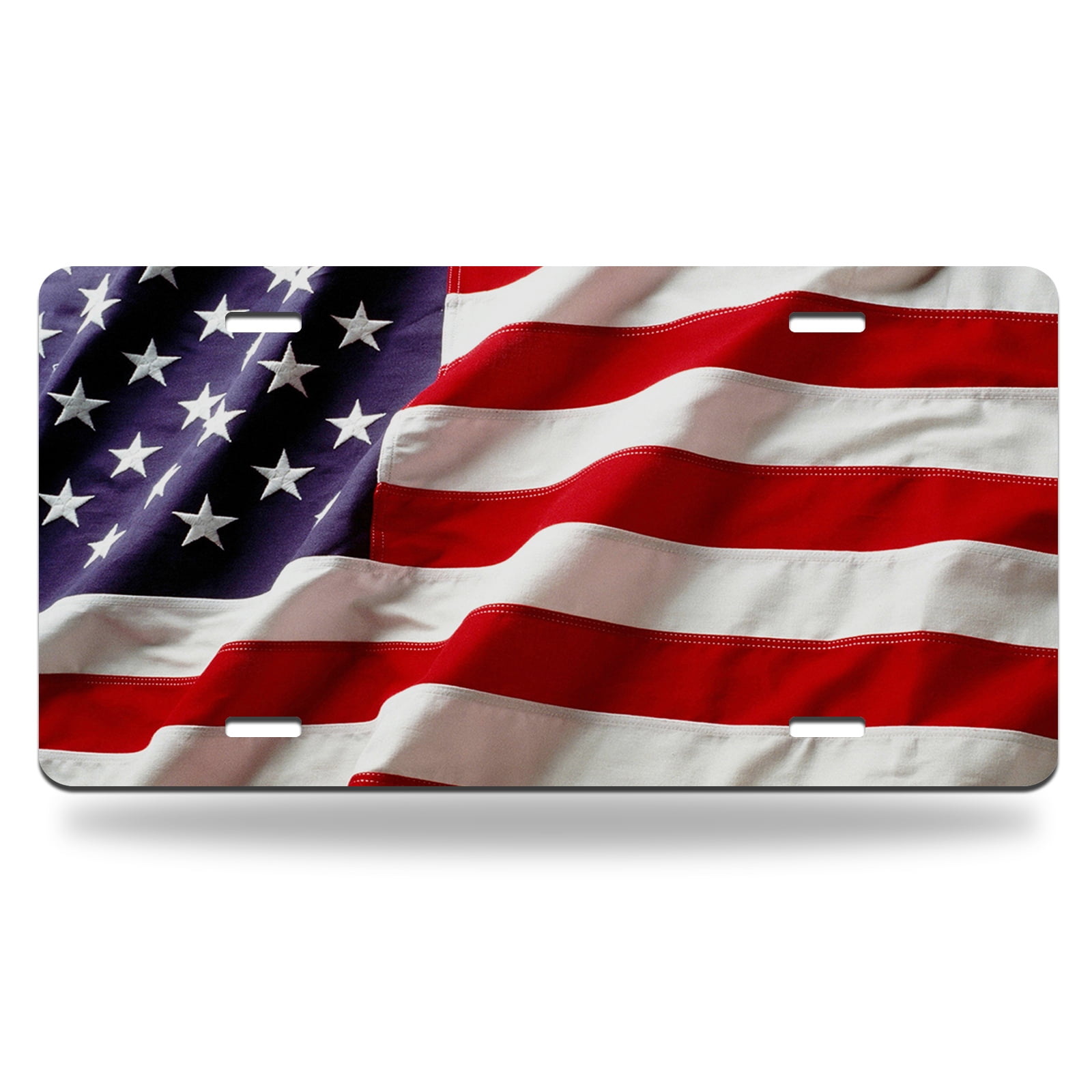 Yehwow Amercan Flag Wind Waving Metal Car Plate Aluminum License Plate ...