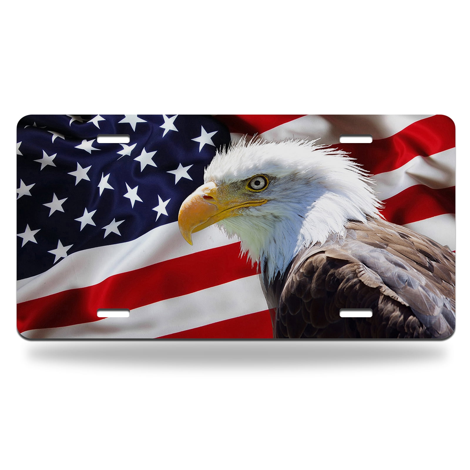 Yehwow American Flag Eagle Metal Car Plate Aluminum License Plate ...