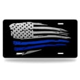 Yehwow American Flag Thin Blue Line Metal Car Plate Aluminum License ...