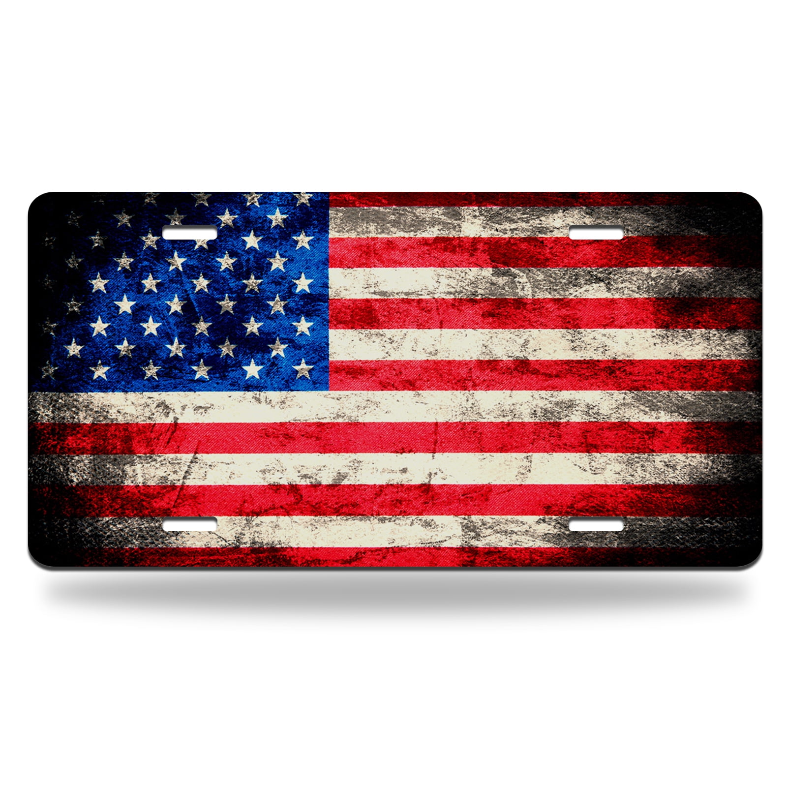 Yehwow American Retro Flag Metal Car Plate Aluminum License Plate ...