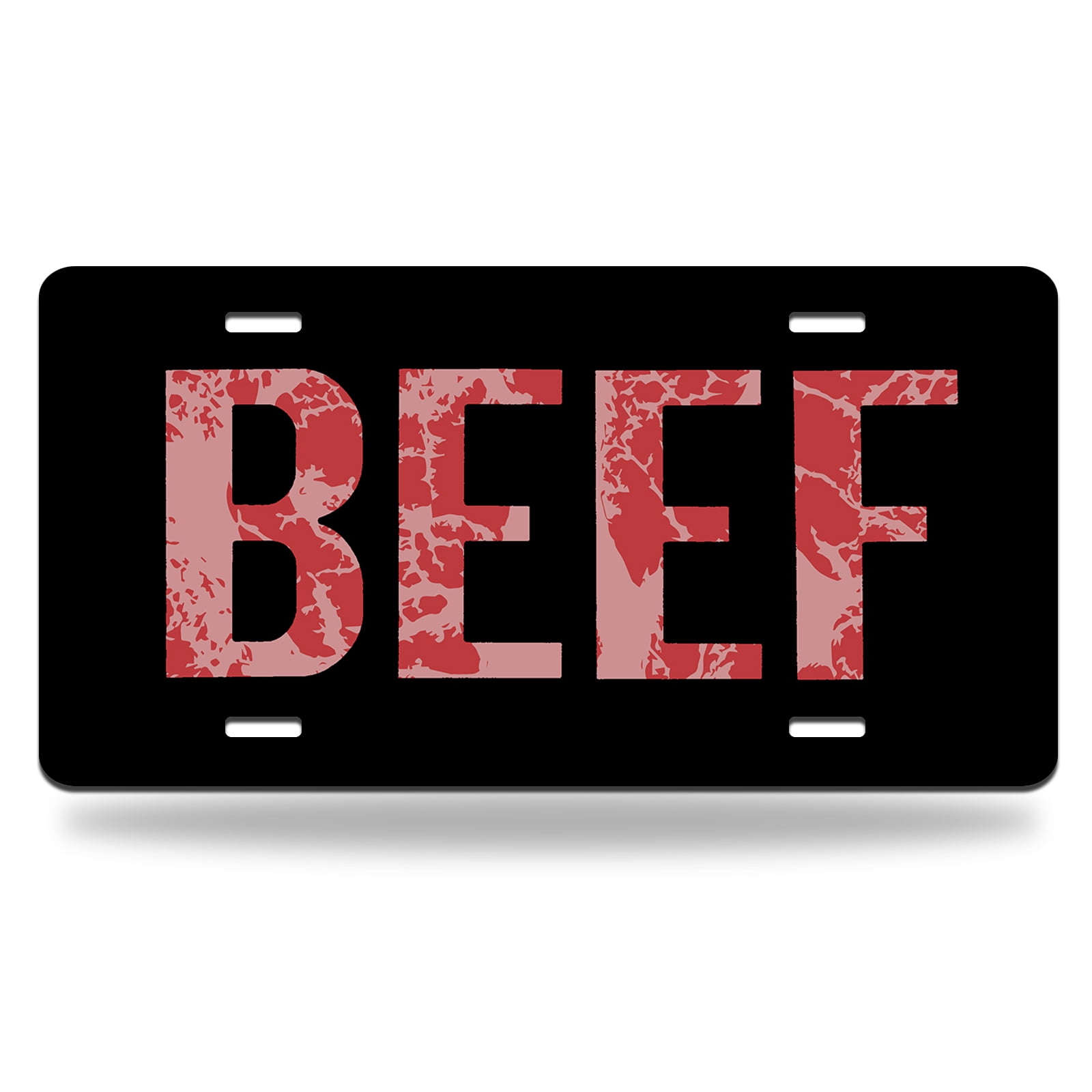 Yehwow BEEF In Red Metal Car Plate Decorative Aluminum License Plate ...
