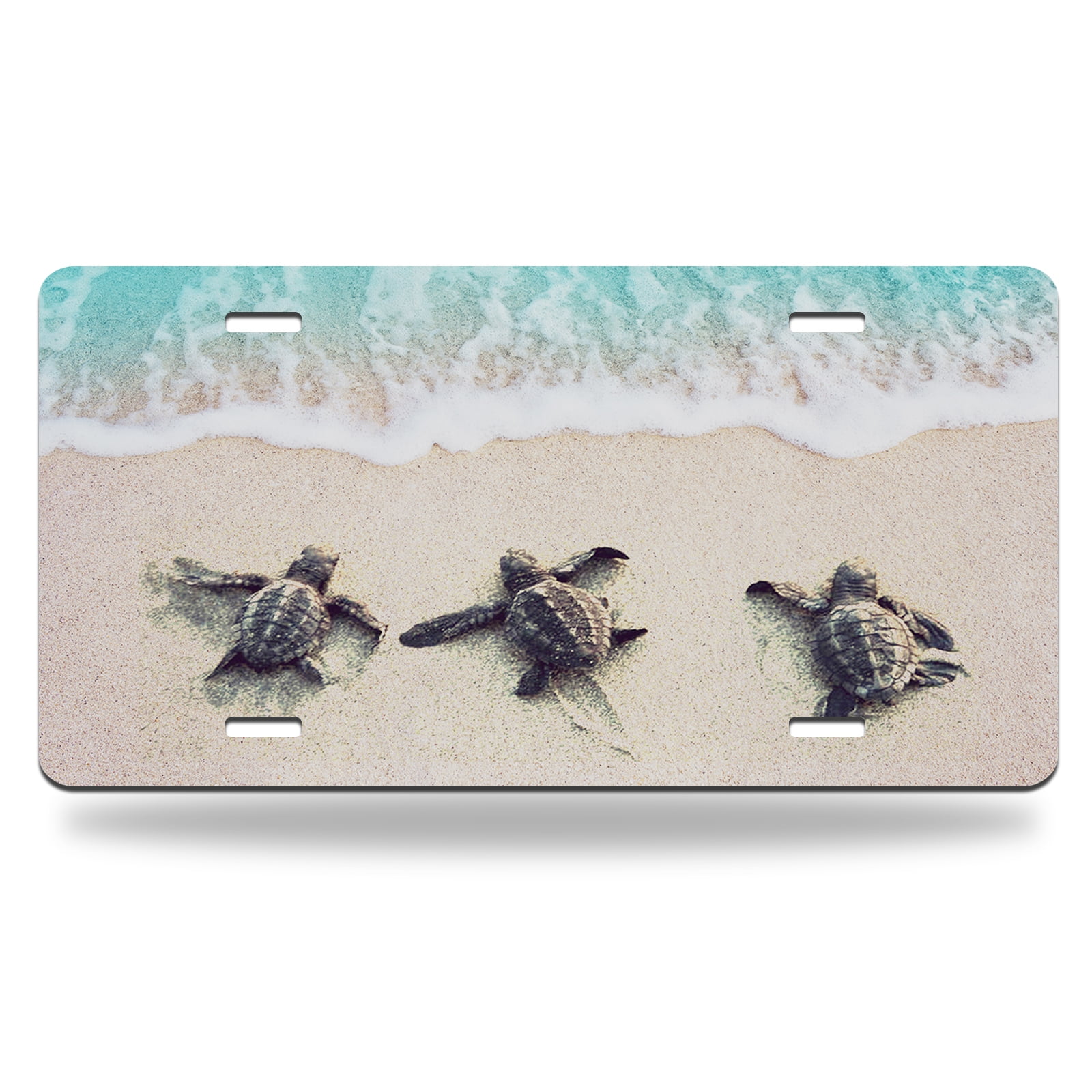 Yehwow Baby Sea Turtles Metal Car Plate Decorative Aluminum License ...