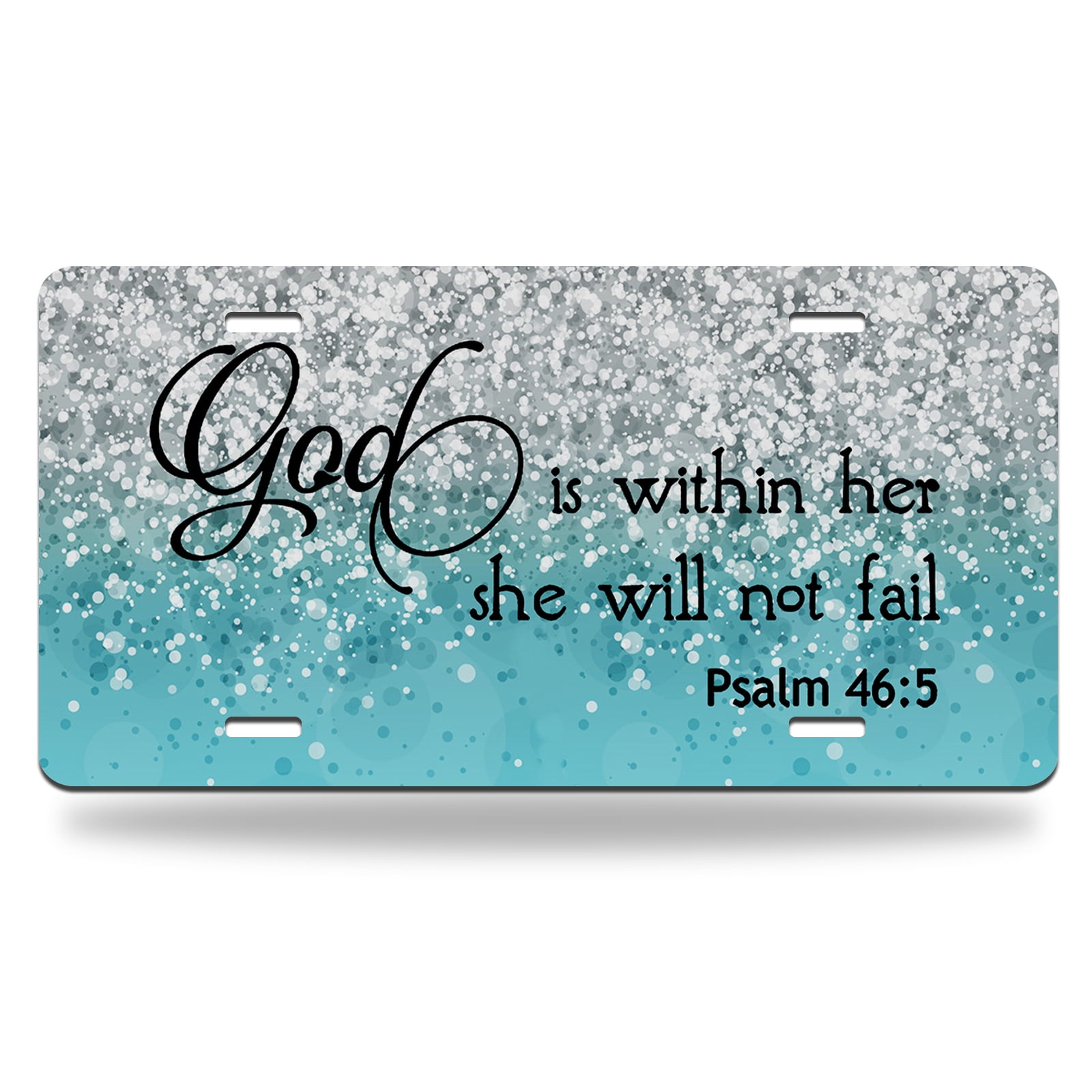Yehwow Bible Verse Blue Sparkles Glitter Metal Car Plate Decorative ...