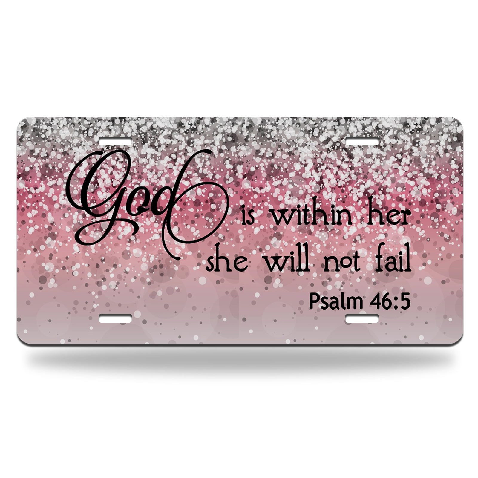 Yehwow Bible Verse Pink Sparkles Glitter Metal Car Plate Decorative ...