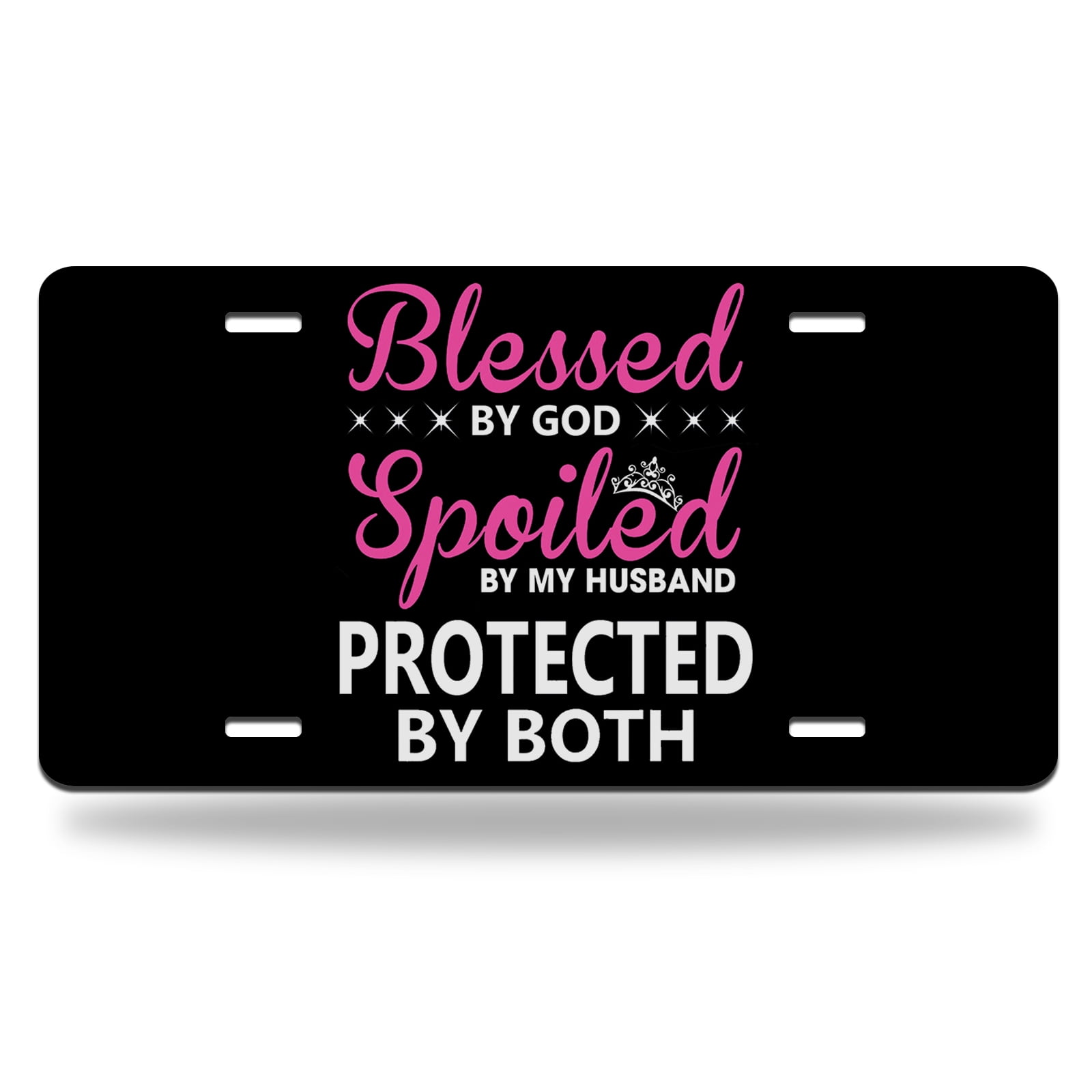Yehwow Blessed by God Spoiled by My Husband Metal Car Plate Decorative ...