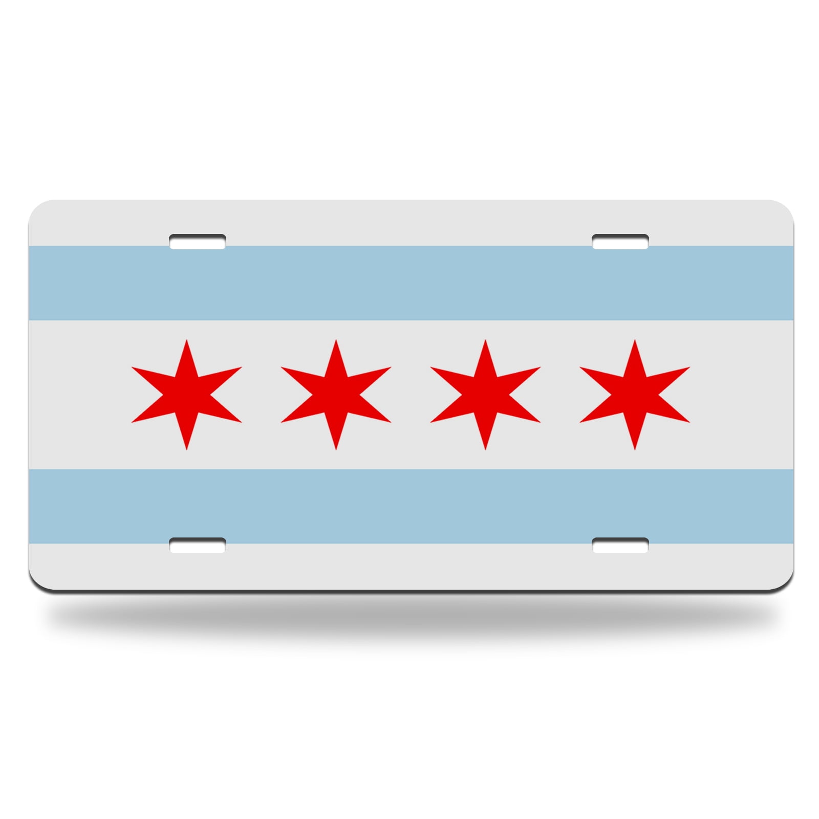 Yehwow Chicago State Flag With Four Star Metal Car Plate Aluminum ...