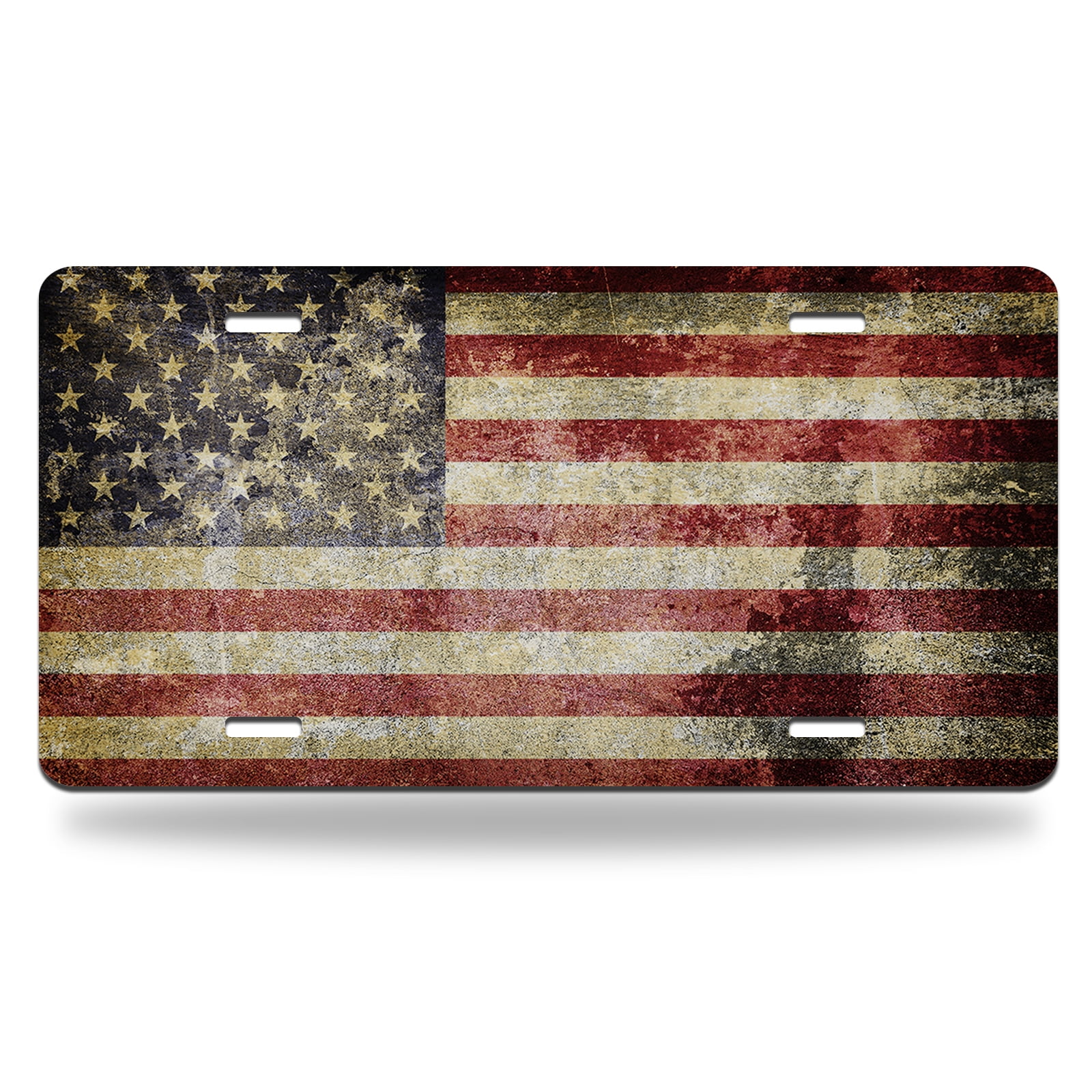 Yehwow Distressed American Flag Metal Car Plate Aluminum License Plate ...