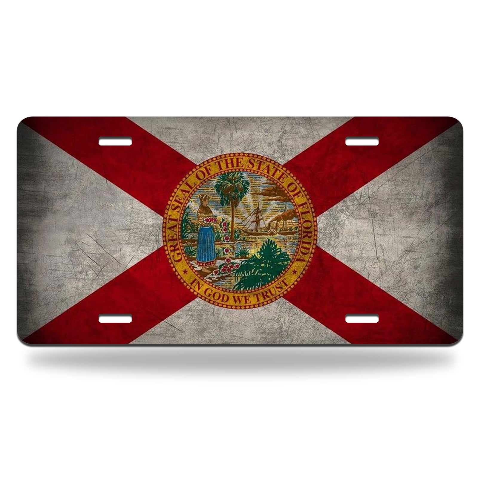 Yehwow Florida Flag Us State Metal Car Plate Decorative Aluminum ...