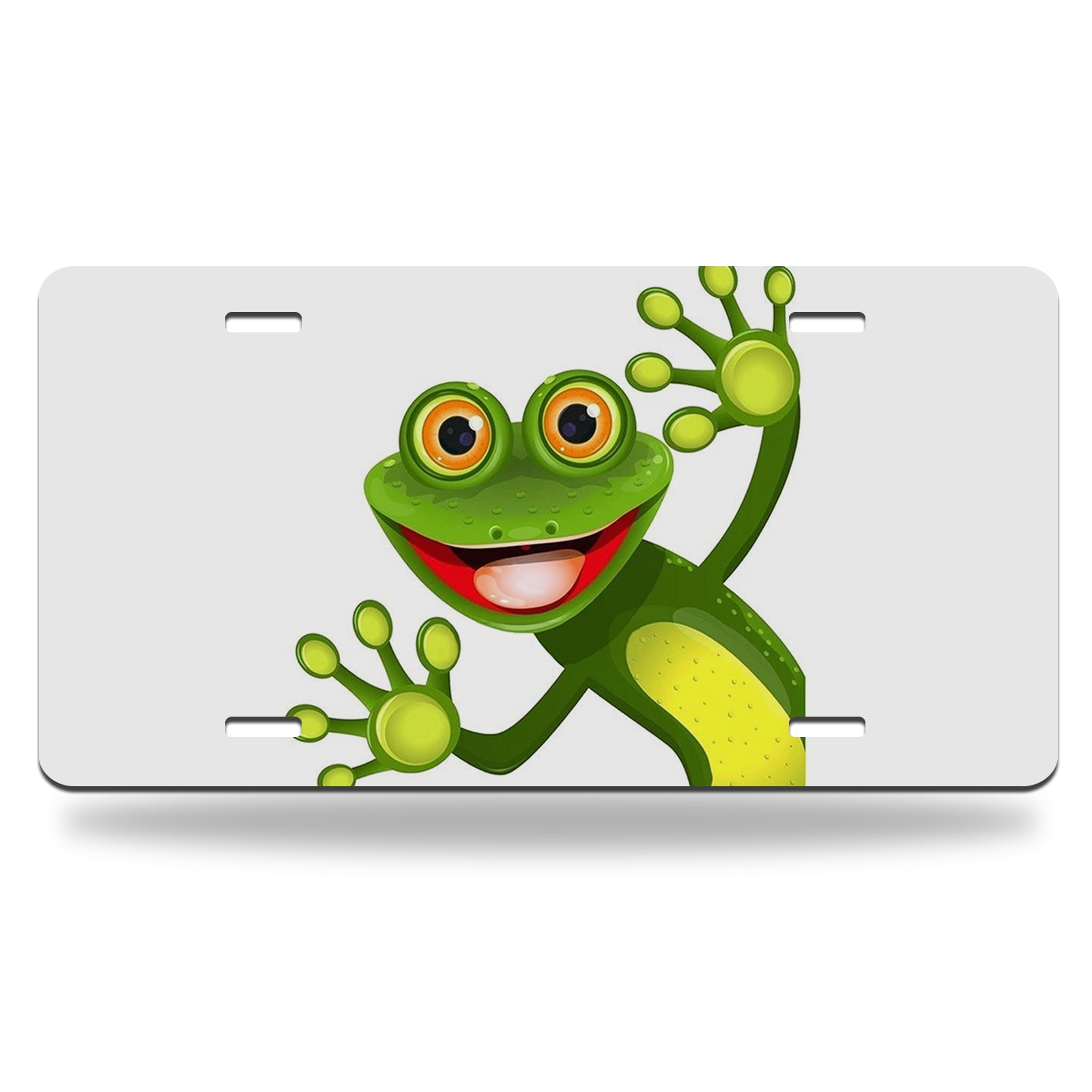 Yehwow Funny Cartoon Frog Smile Metal Car Plate Aluminum License Plate ...