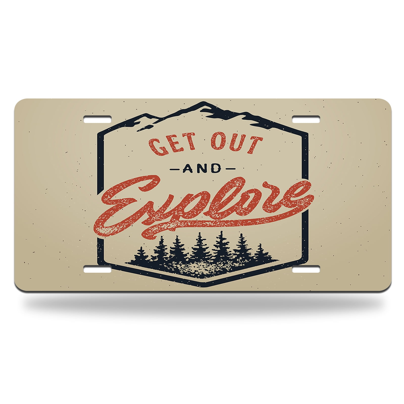 Yehwow Get out and Explore with Trees Metal Car Plate Decorative ...