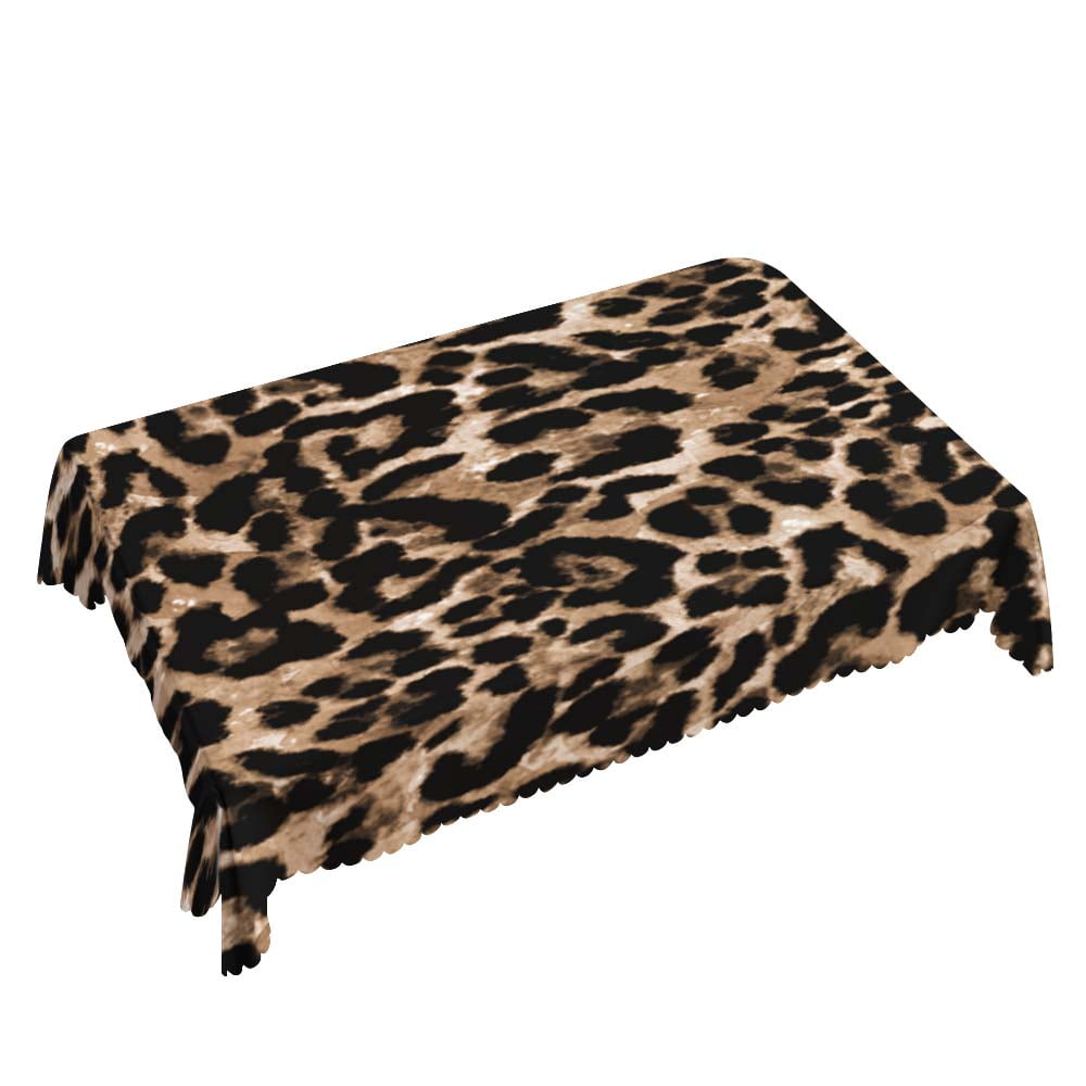 Yehwow Leopard Print Animal Skin Rectangle Tablecloth 52x70 Inch Table ...