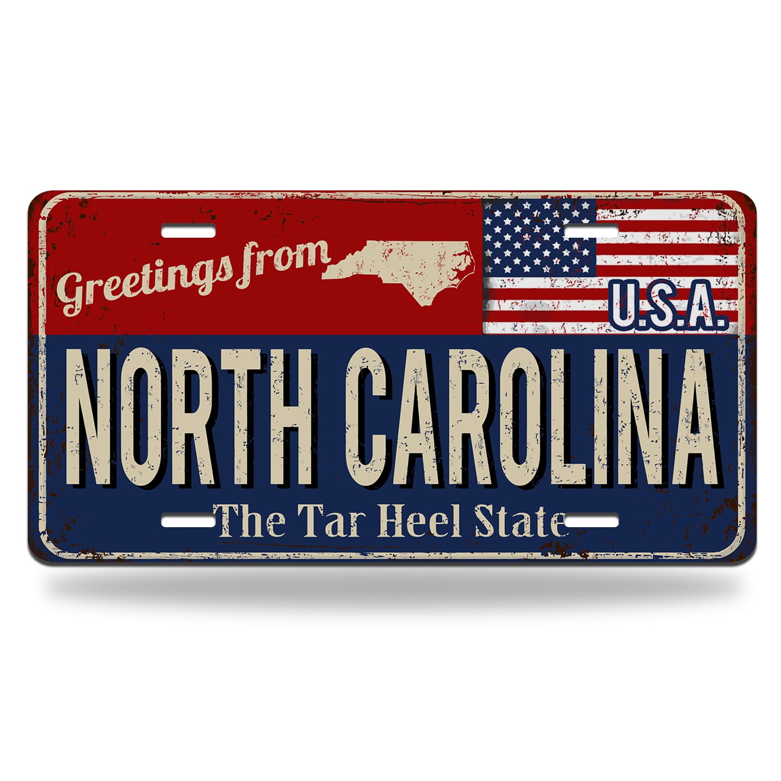 Yehwow Greetings from North Carolina Metal Car Plate Decorative ...