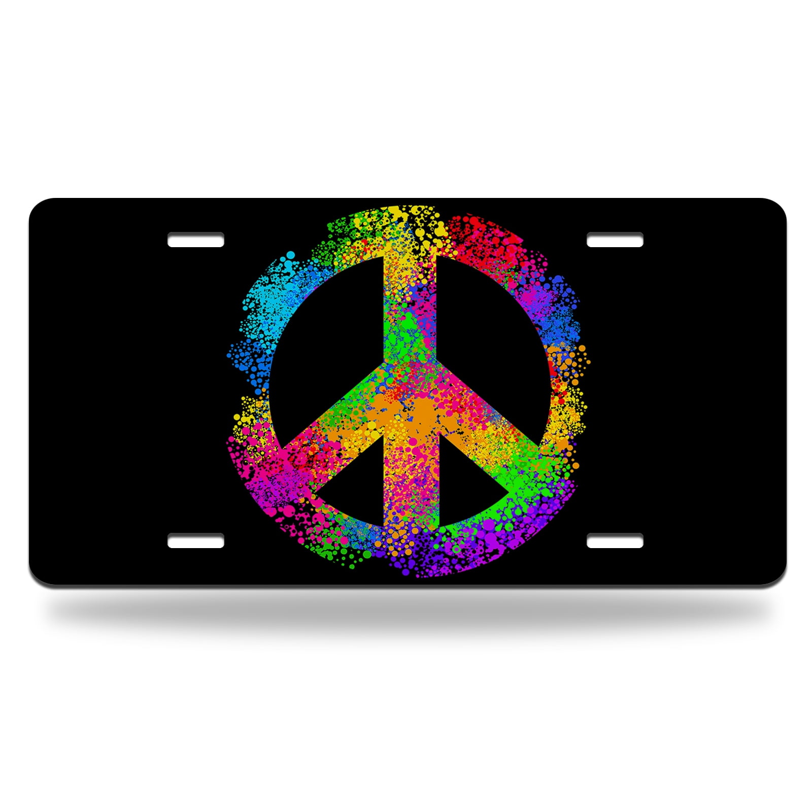 Yehwow Peace Sign Flowers Colorful Hippie Metal Car Plate Decorative ...