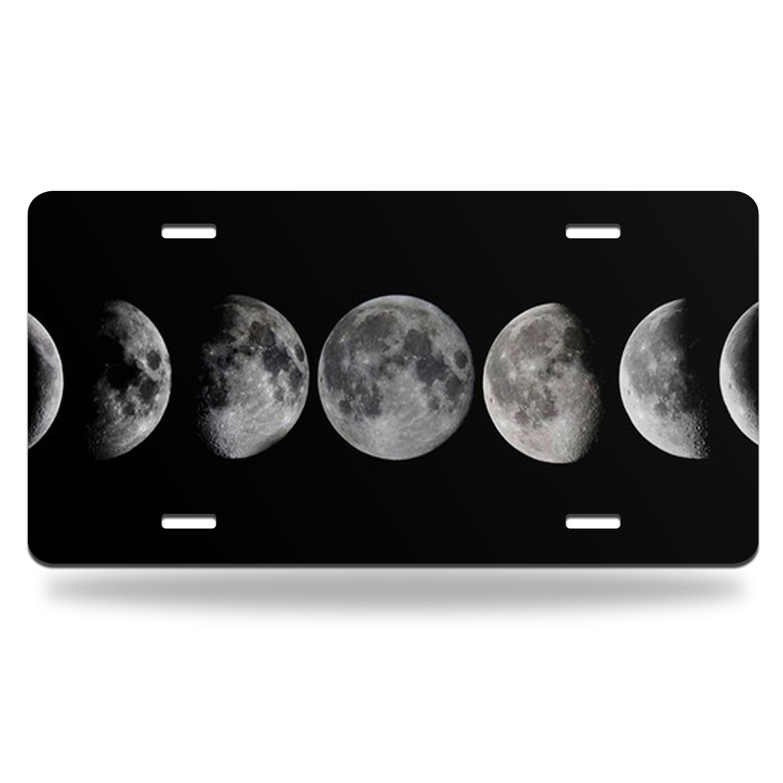 Yehwow Phases Of The Moon Black Metal Car Plate Decorative Aluminum ...