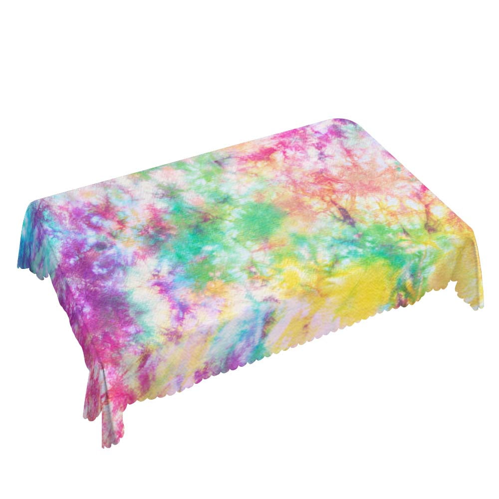 Yehwow Rainbow Splash Tie Dye Rectangle Tablecloth 52x70 Inch Table ...