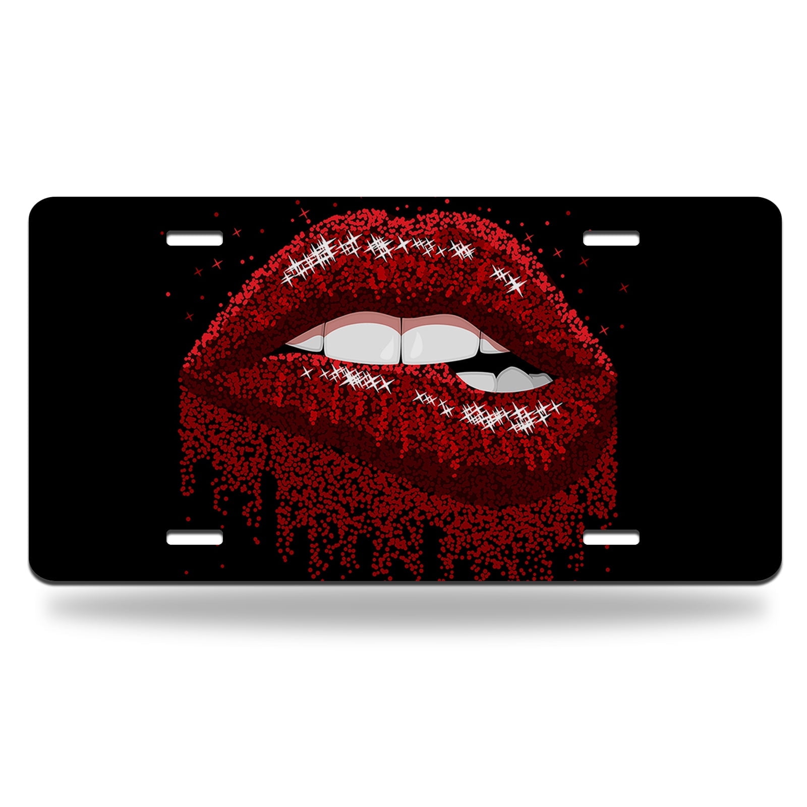Yehwow Red Lips Sexy Bite Lips Metal Car Plate Aluminum License Plate ...