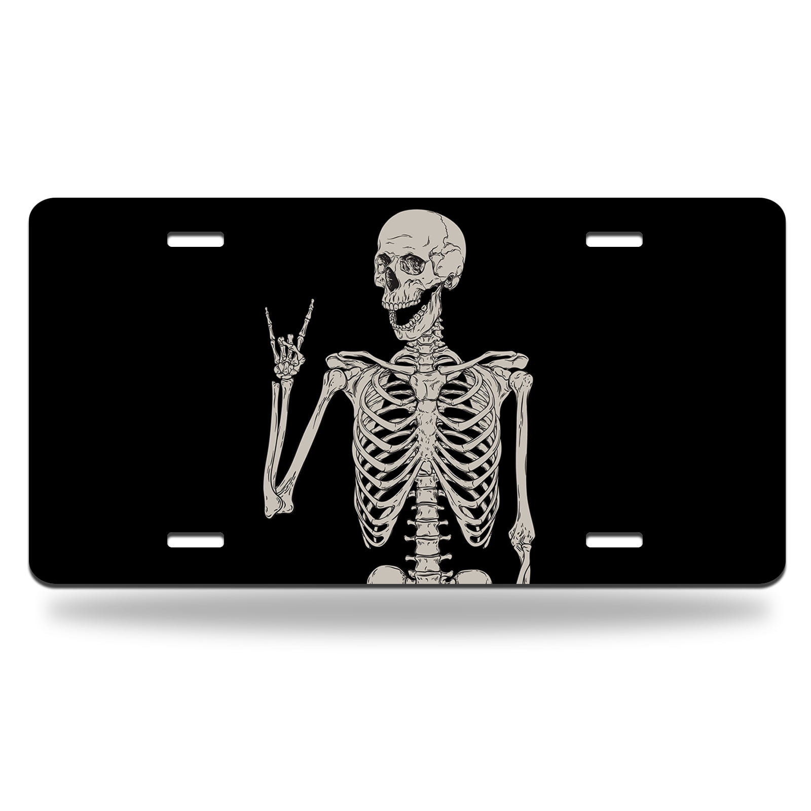 Yehwow Skull Human Skeleton Metal Car Plate Decorative Aluminum License ...