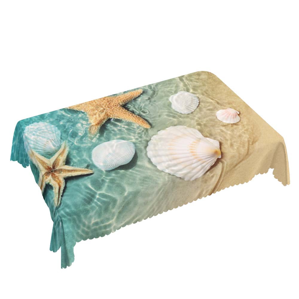 Yehwow Starfish Coral and Seashell Rectangle Tablecloth 52x70 Inch ...