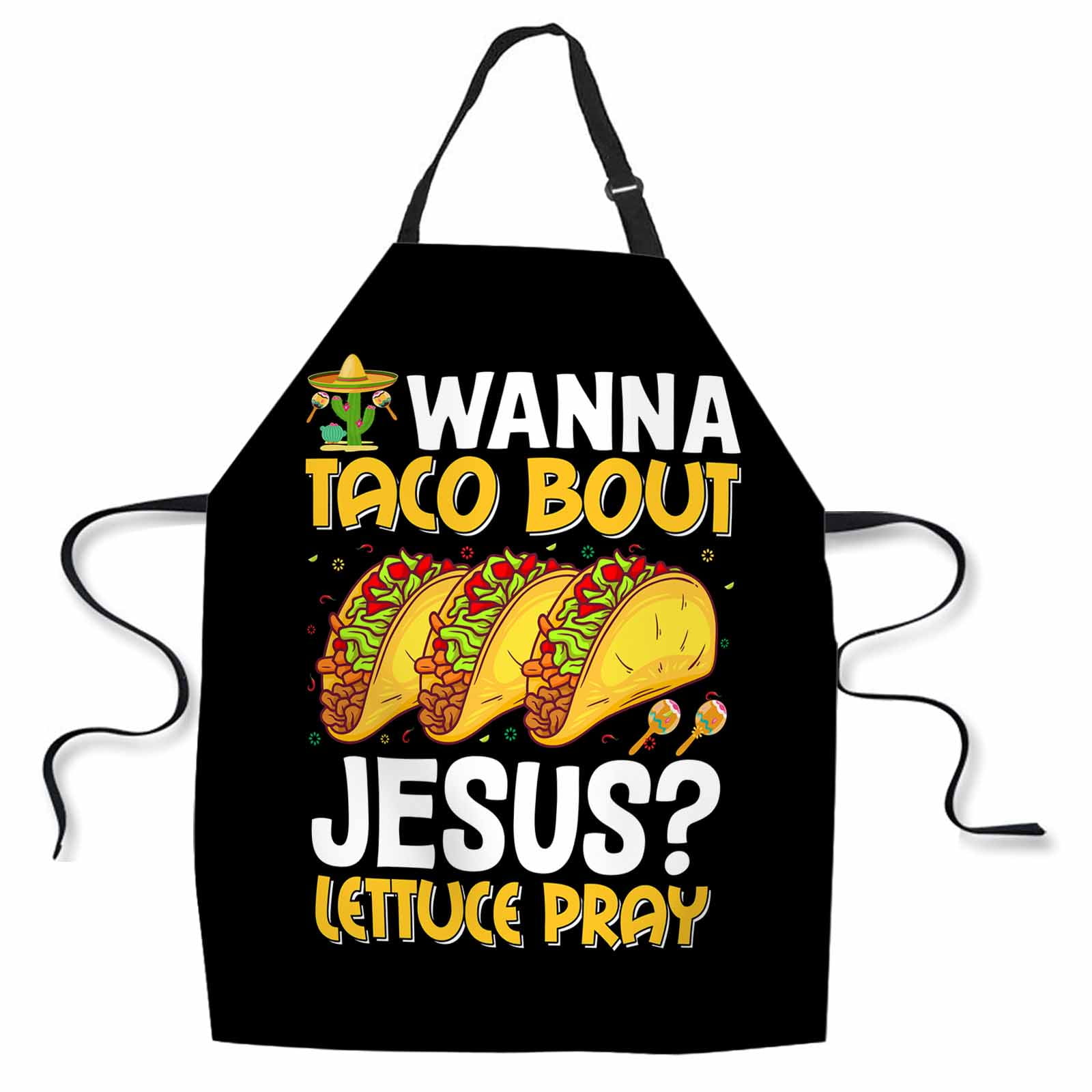 Yehwow Taco Bout Jesus Lettuce Pray Bib Apron For Kitchen BBQ Gardening ...