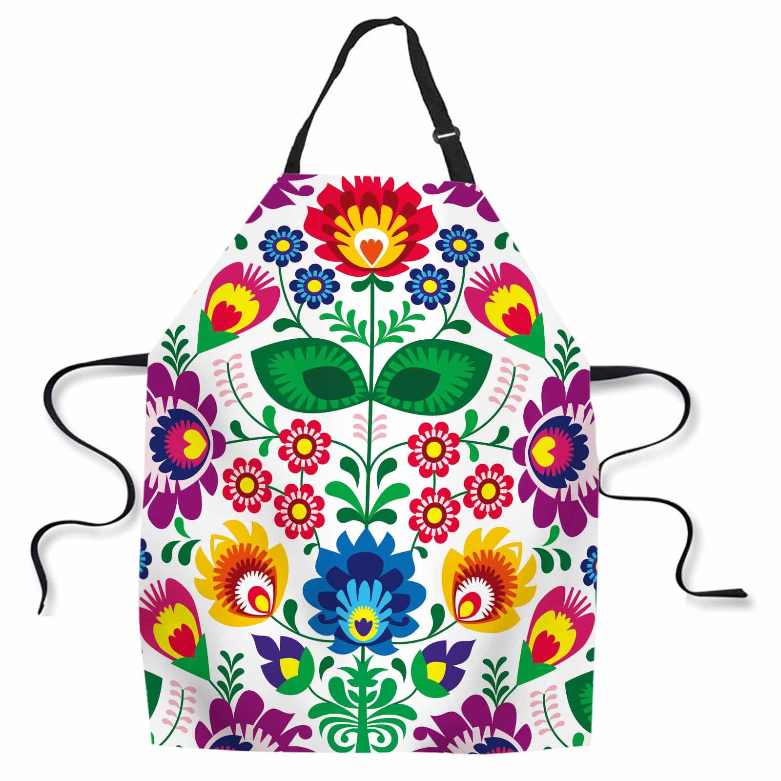 Yehwow Traditional Floral Polish Folk Bib Apron For Kitchen BBQ ...