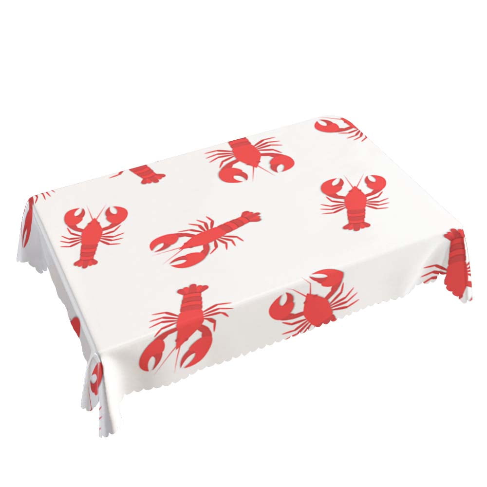 Yehwow White and Red Crawfish Rectangle Tablecloth 52x70 Inch Table ...