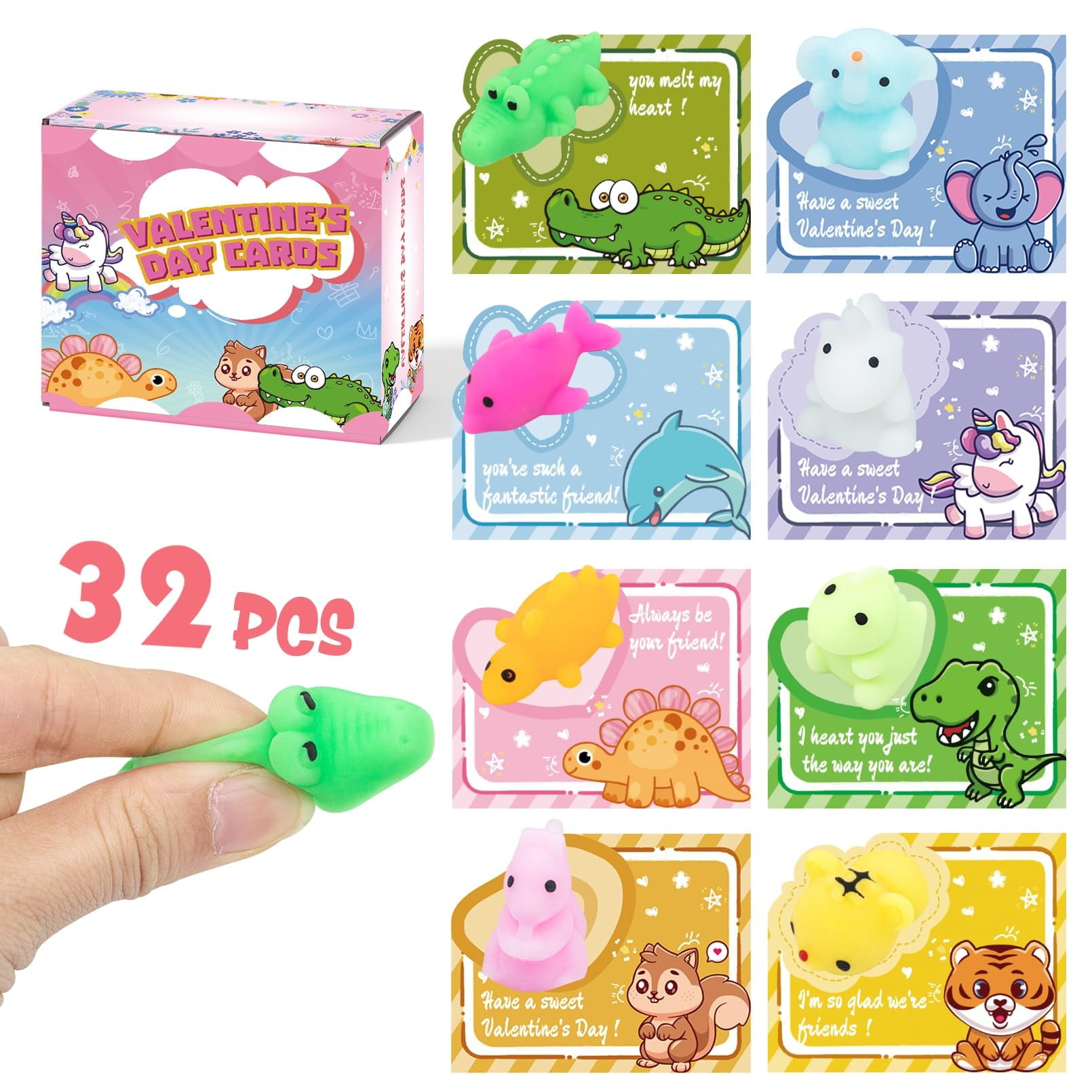 Yeiukael Valentines Cards for Kids Classroom - 32 Packs Valentines Day ...