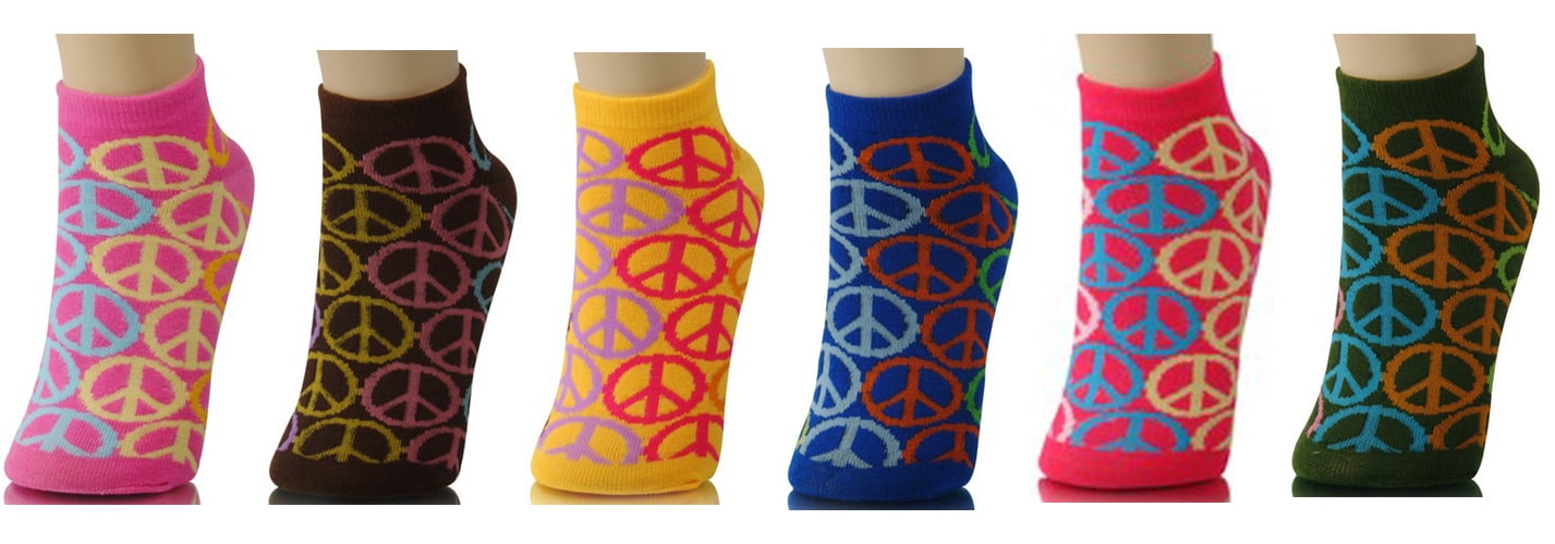 Yelete 1 dozen of peace sign socks (size 9-11) - Walmart.com