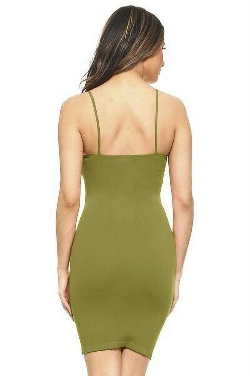 Yelete Seamless Spaghetti Strap Stretchy Fabric, Mini Dress (Women's ...