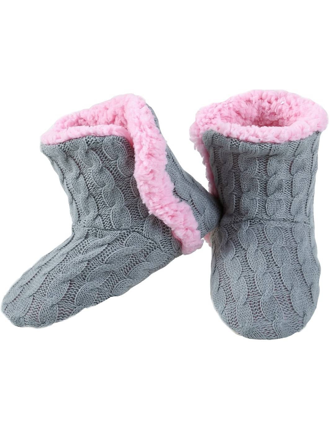 Yelete Womens Cable Knit Slippers House Booties Socks Soft Sherpa ...