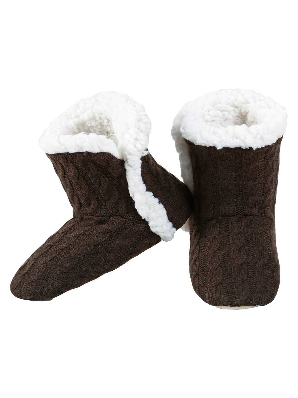 Yelete Womens Cable Knit Slippers House Booties Socks Soft Sherpa ...