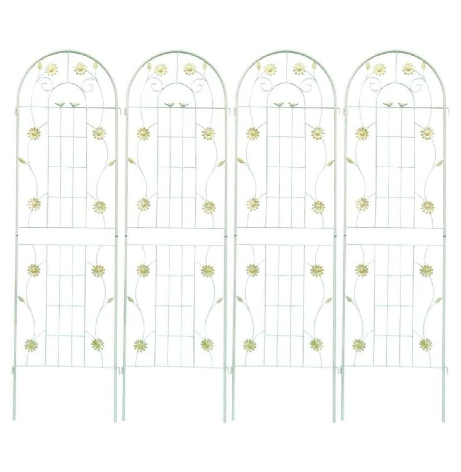 Yello+White Trellis for Climbing Garden Plants,4 Pcs Heavy Duty Metal ...