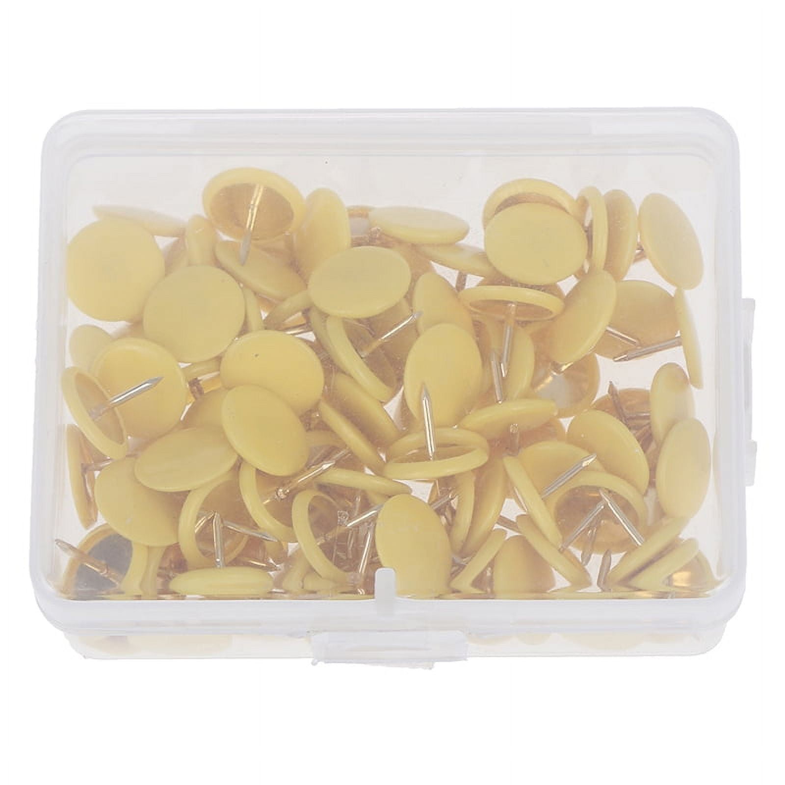 (Yellow) 100Pcs Round Push Pins Notice Board Map Thumb Tacks Point ...