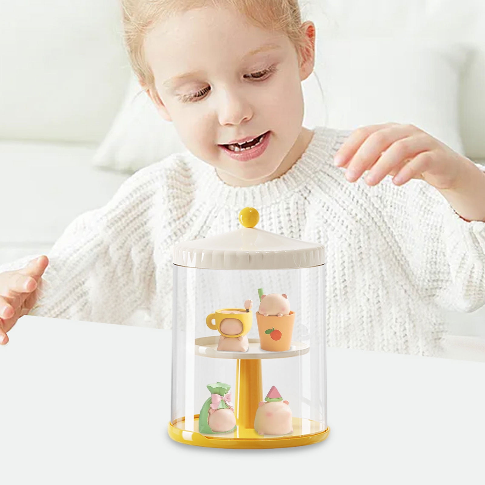 Yellow 11.73X8.27X8.27 Inch Yellow Rotating Display Case With Thickened ...