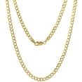 Yellow 14k Gold 4mm Curb Link Chain Necklace for Men and Women Concaved ...