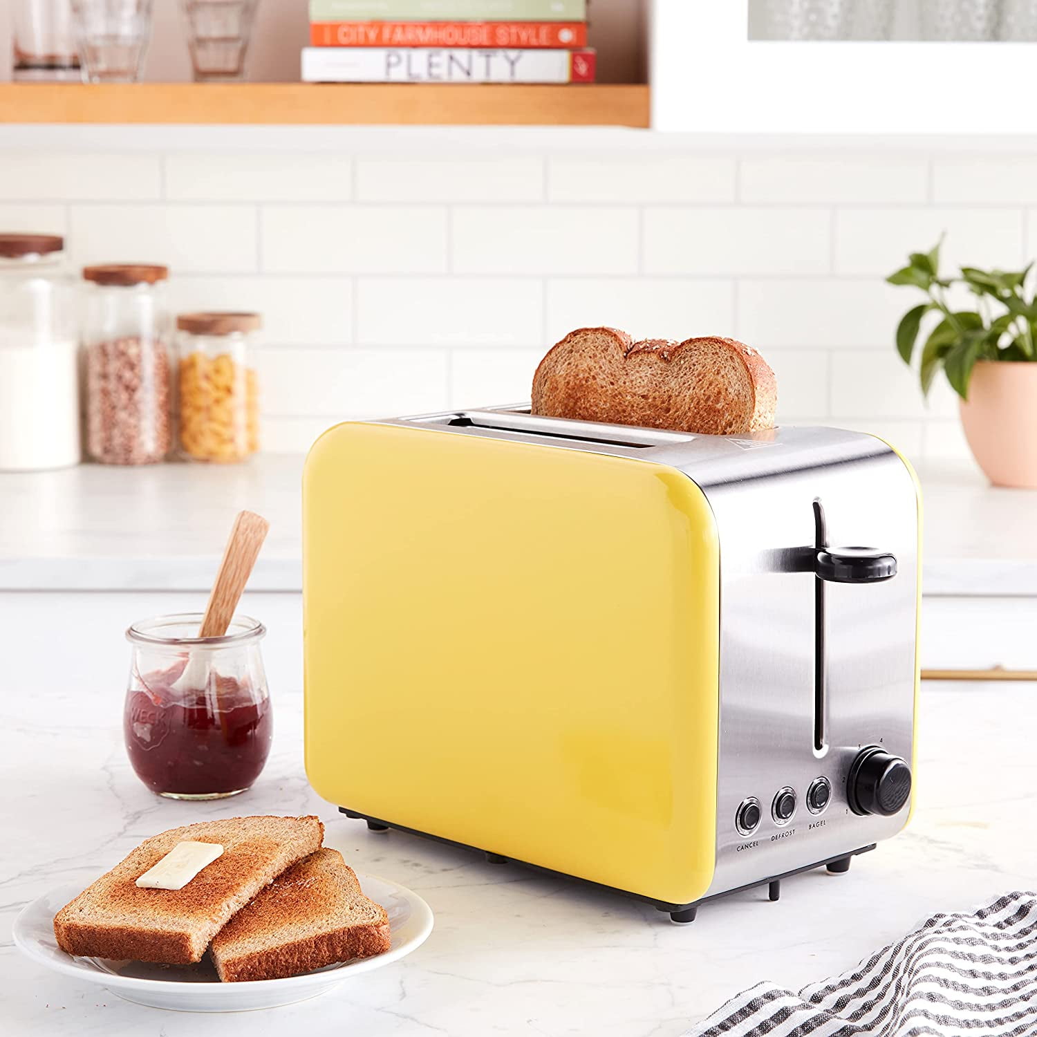 Yellow 2-Slice Toaster - Elegant Enamel Toasting Solution for Home ...