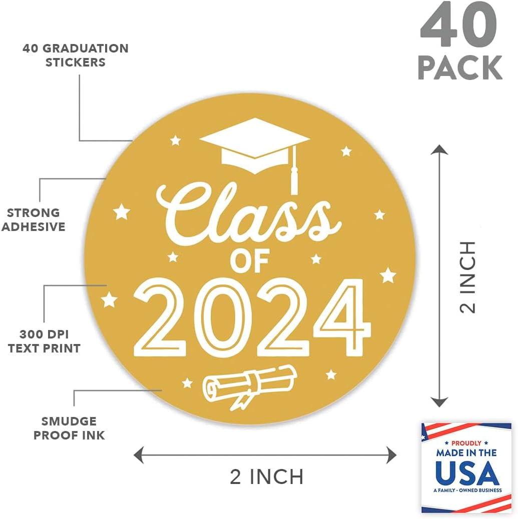 Yellow 2024 Graduation Stickers For Graduation Party Favors For Guests ...