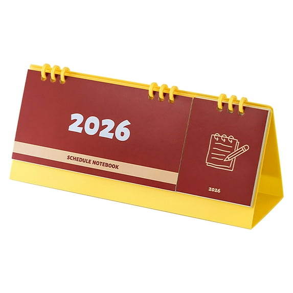 Yellow 2026 Mini Desktop Calendar With Memo Pad English Design For ...