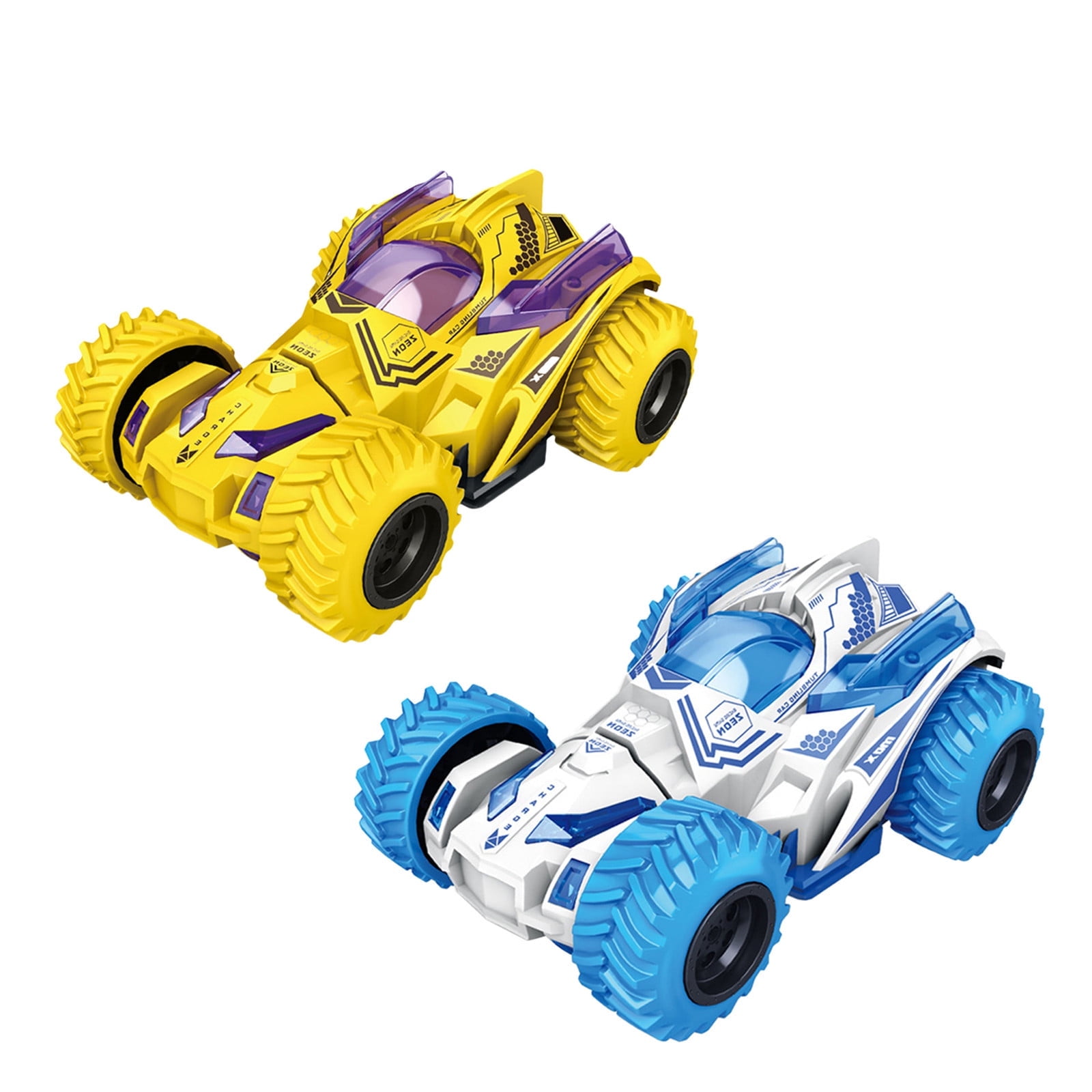 Yellow 2Pc Children Four Wheel Off Road Vehicle Stunt Spinning Tipping ...