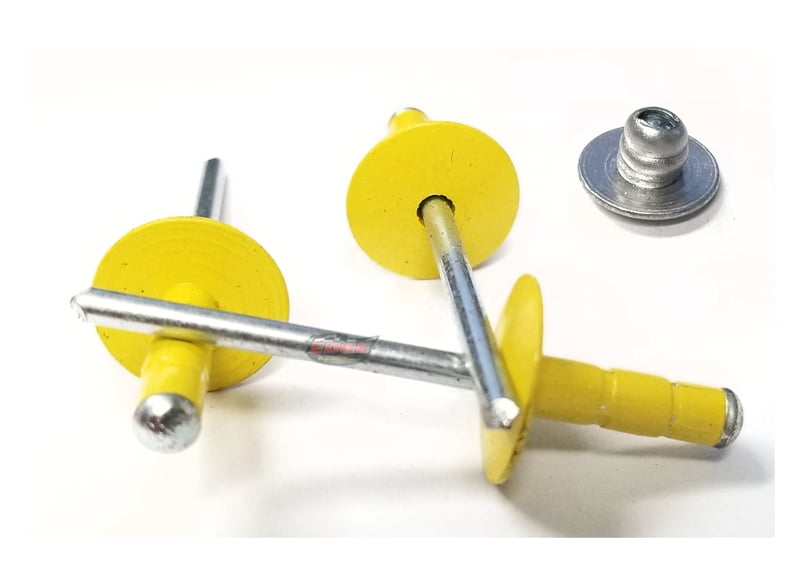 Yellow 3/16" Pop Rivet Large Head Aluminum Steel Mandrel Multi Grip ...