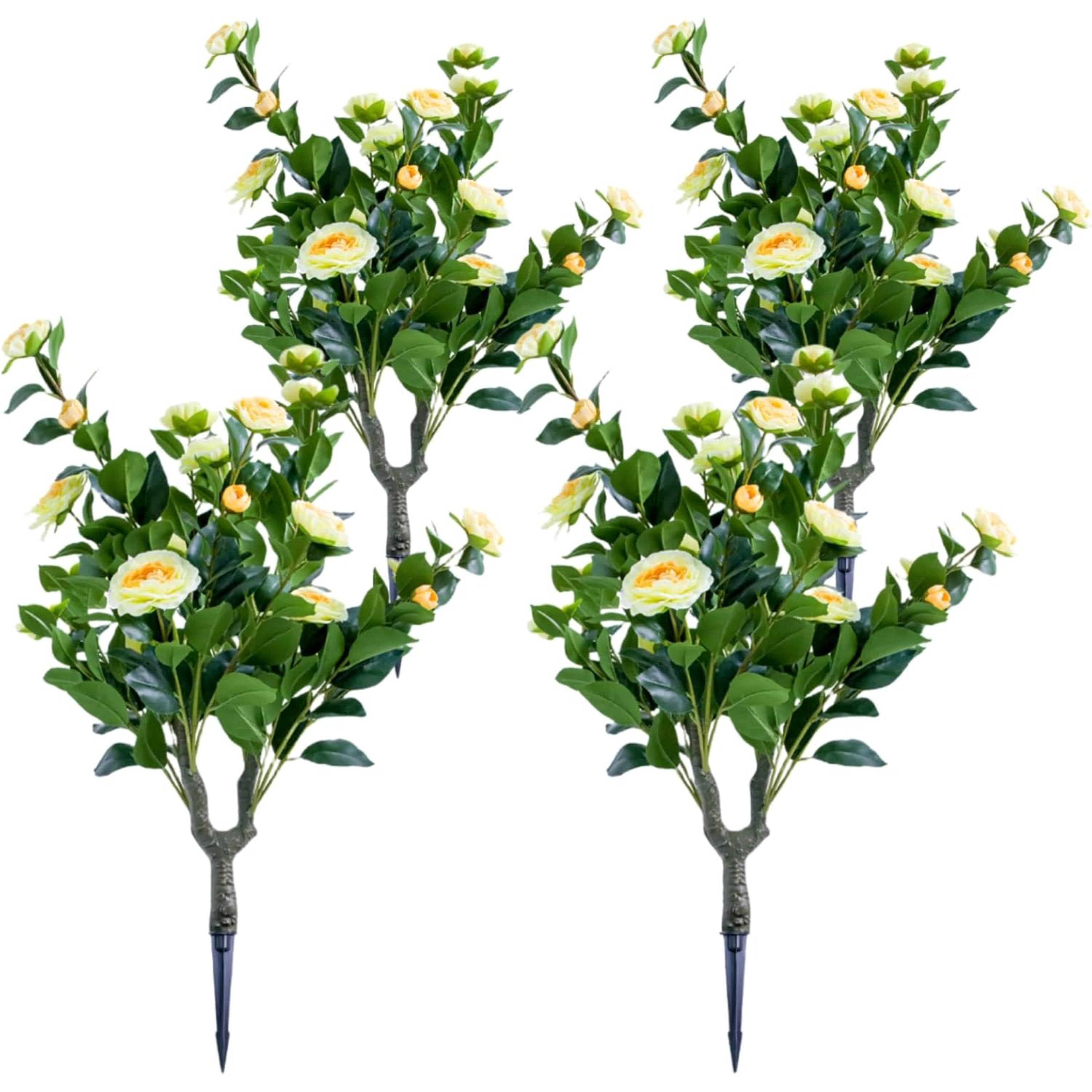 Yellow 4 pcs Artificial Topiary Ball Trees with Metal Stakes with ...